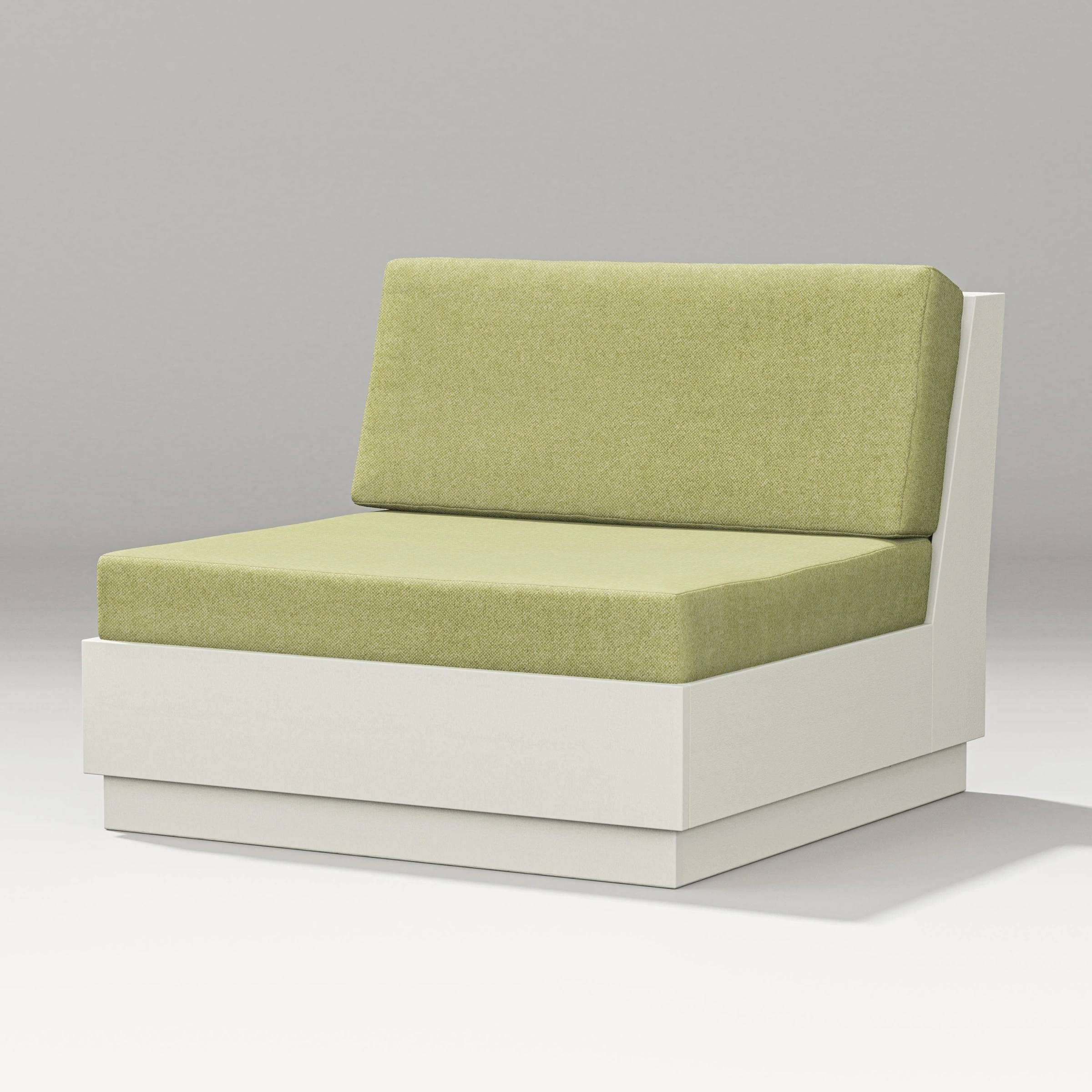 Kai Bettermann - POLYWOOD Elevate Modular Armless Chair in Vintage White / Chartreuse Boucle ...