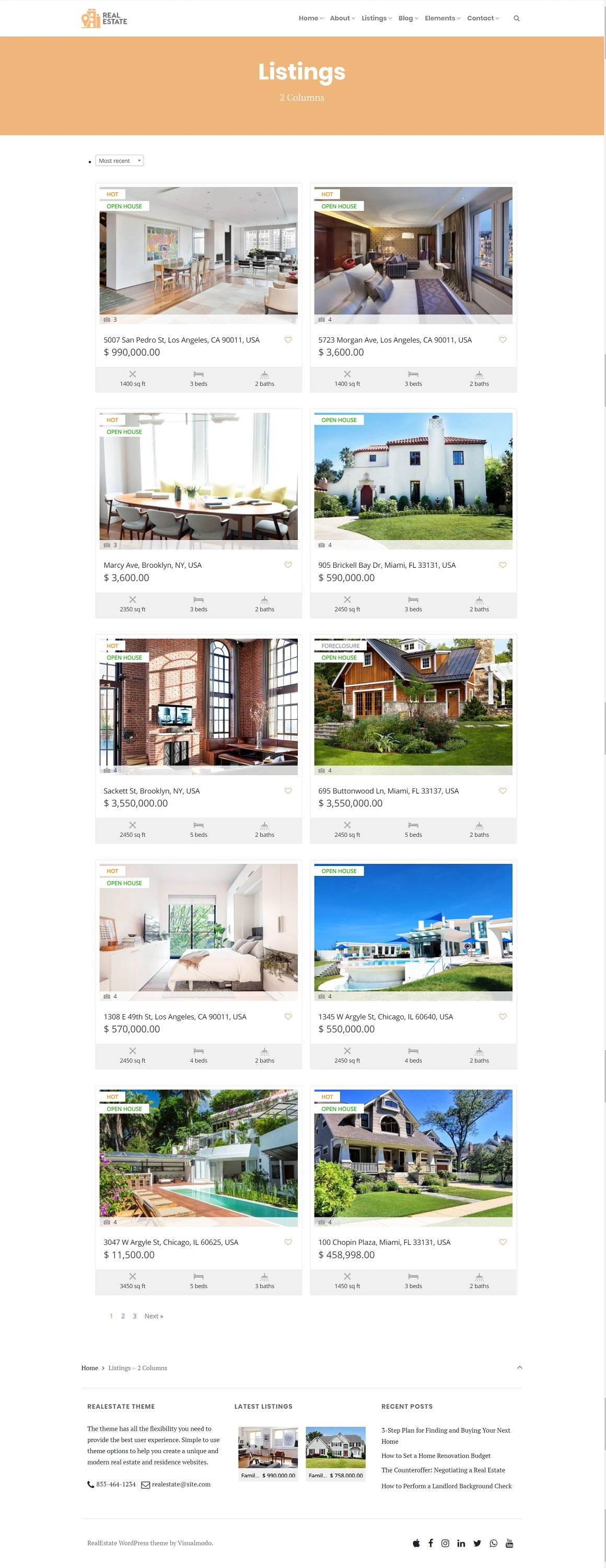 HTMLmaster - Listings Page - RealEstate WordPress Theme by Visualmodo – Savee