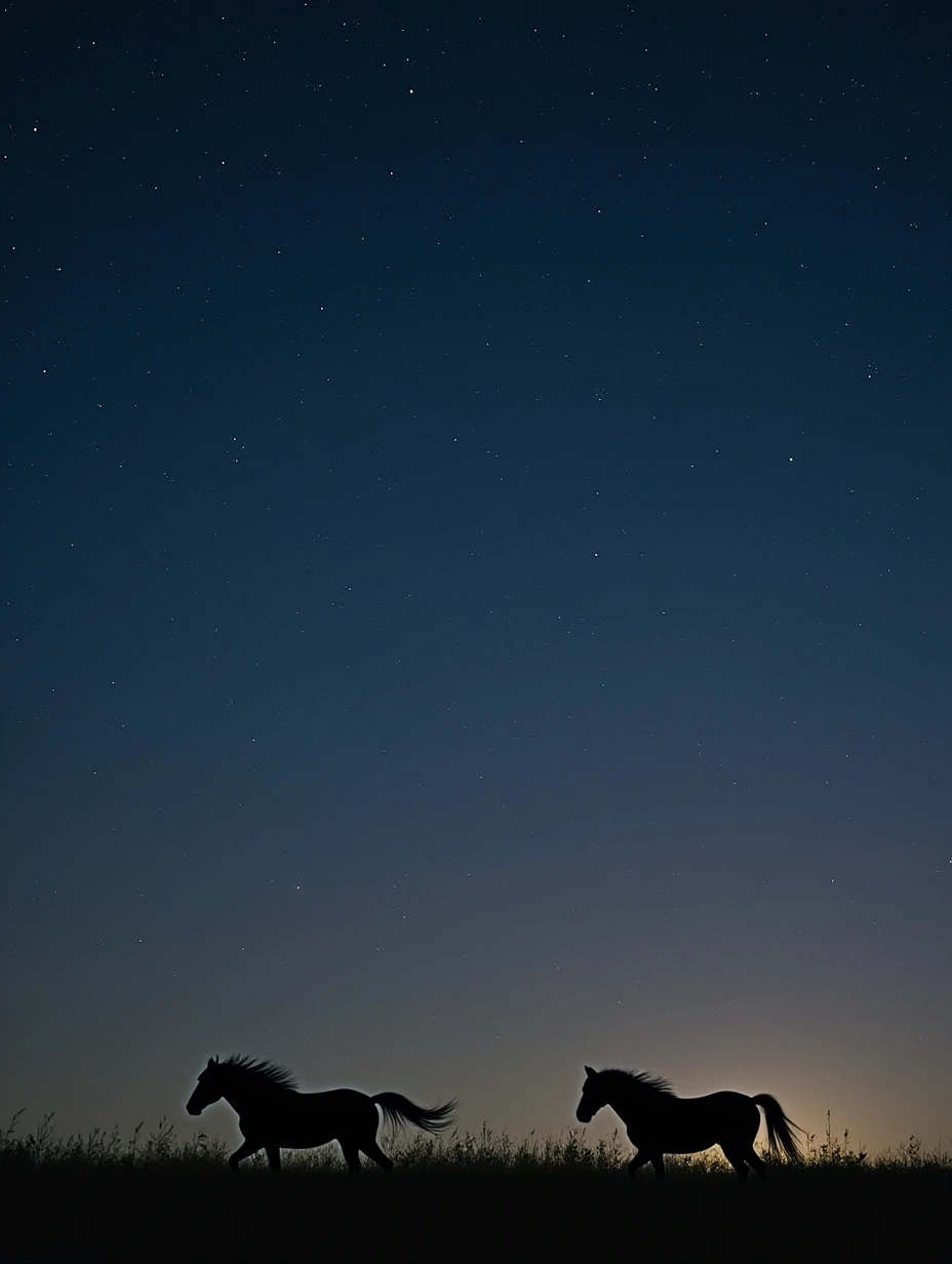 imri zertal - Horses running against a starry sky – Savee