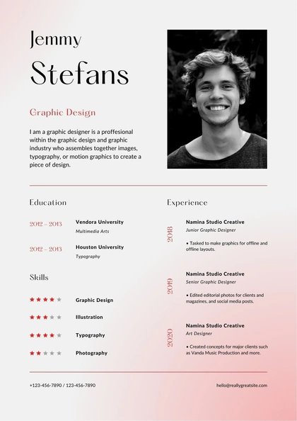 Vlad56 - Grey Red Gradient Graphic Designer Creative Resume – Savee