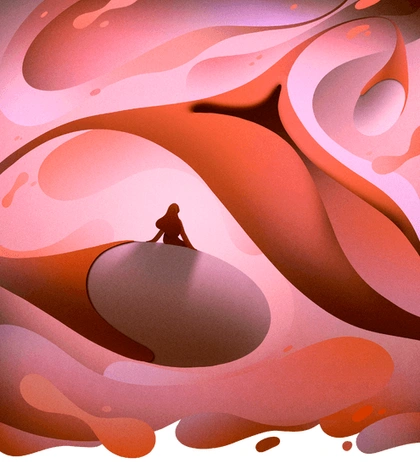 Nue Co - An illustration of a person sitting in a world of abstract ...