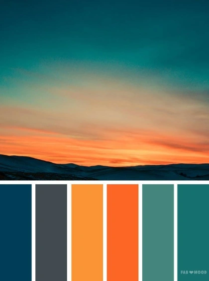 Daniel Velehov - Orange teal sky inspired color palette ,landscape color scheme – Savee