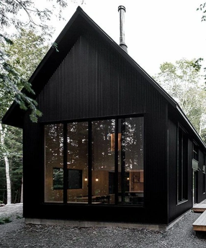 Slate Studios - two steel black cabins form striking quebec chalet by ...