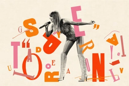 Nue Co - A photo illustration of Taylor Swift surrounded by letters. – Savee