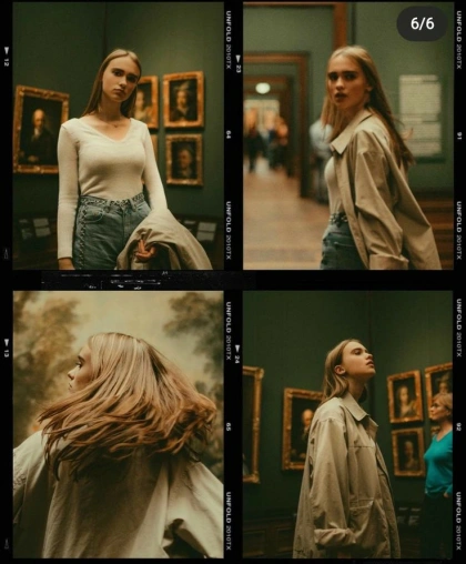 Anna Palma - This may contain: four different shots of a woman in an art gallery – Savee